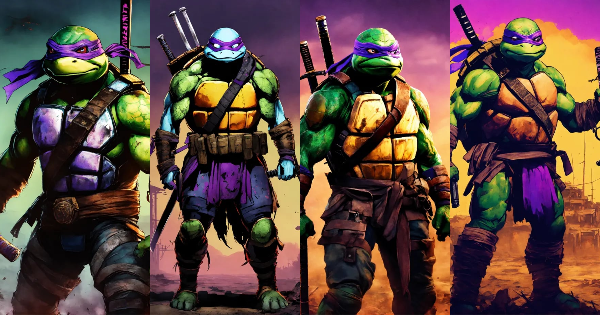 Lexica - A nightmarish ninja turtle with a purple eye band and katana ...