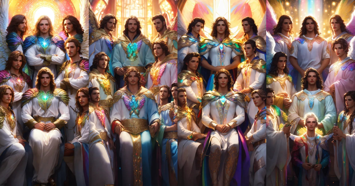 Lexica - Group of 7 beautiful and perfect male Angels, detailed and ...