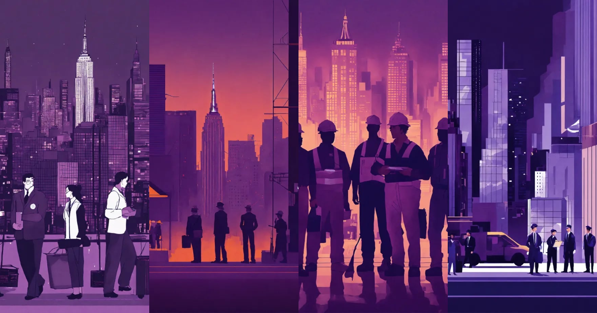 Lexica - An illustration of workers, tertiary professions, in New York ...