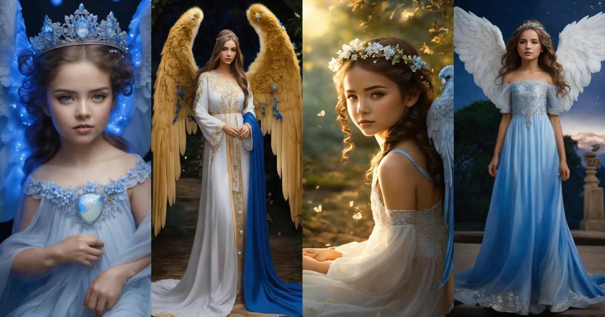 Lexica - 2 Angeles guardianes varones con alas de angel de color azul ...