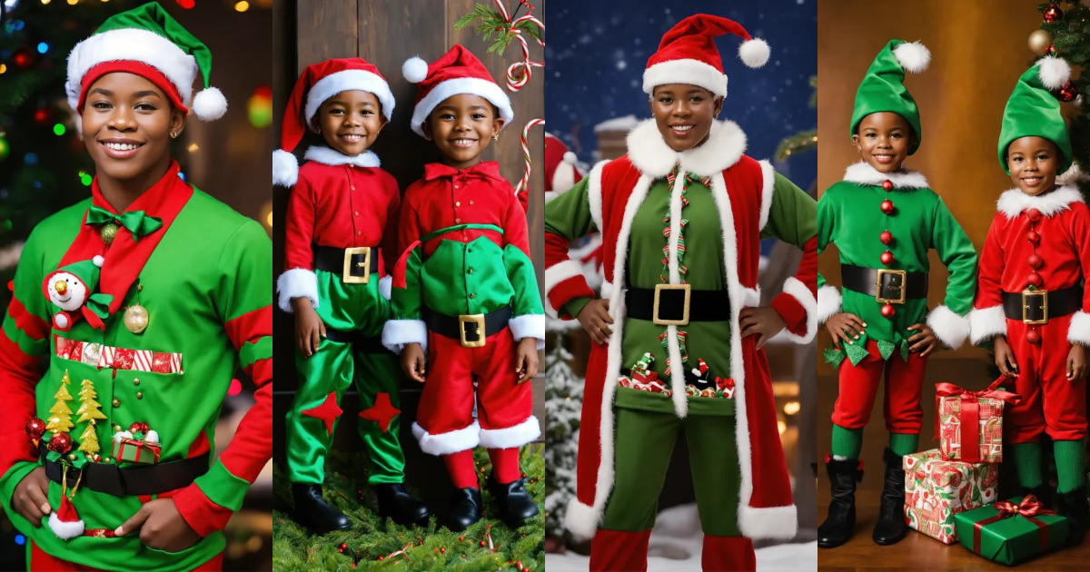 Lexica - African American Christmas elves full body