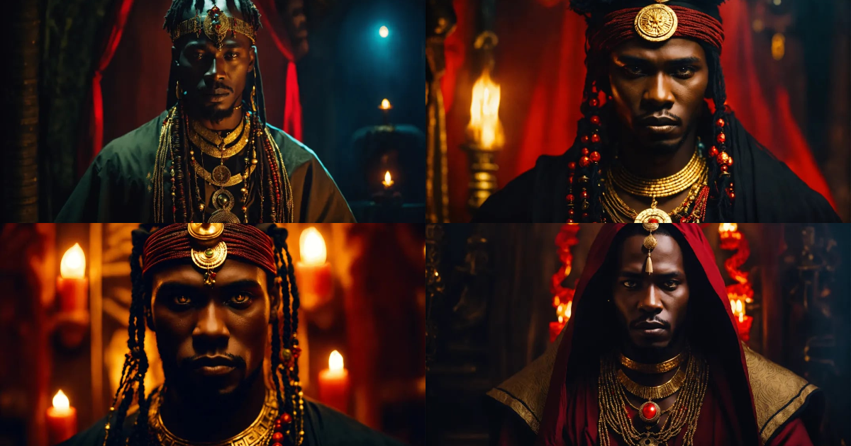 Lexica - Sinister and dramatic portrait of a young handsome African ...