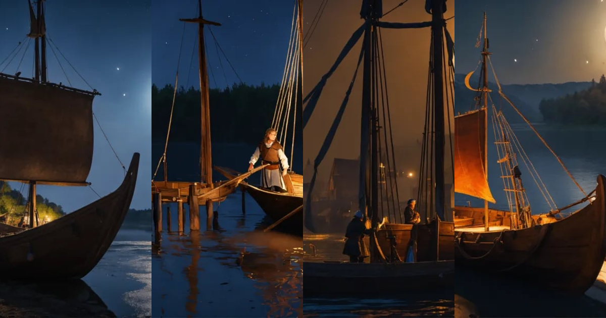 Lexica - Scandinavian boat builder in medieval times during the night ...