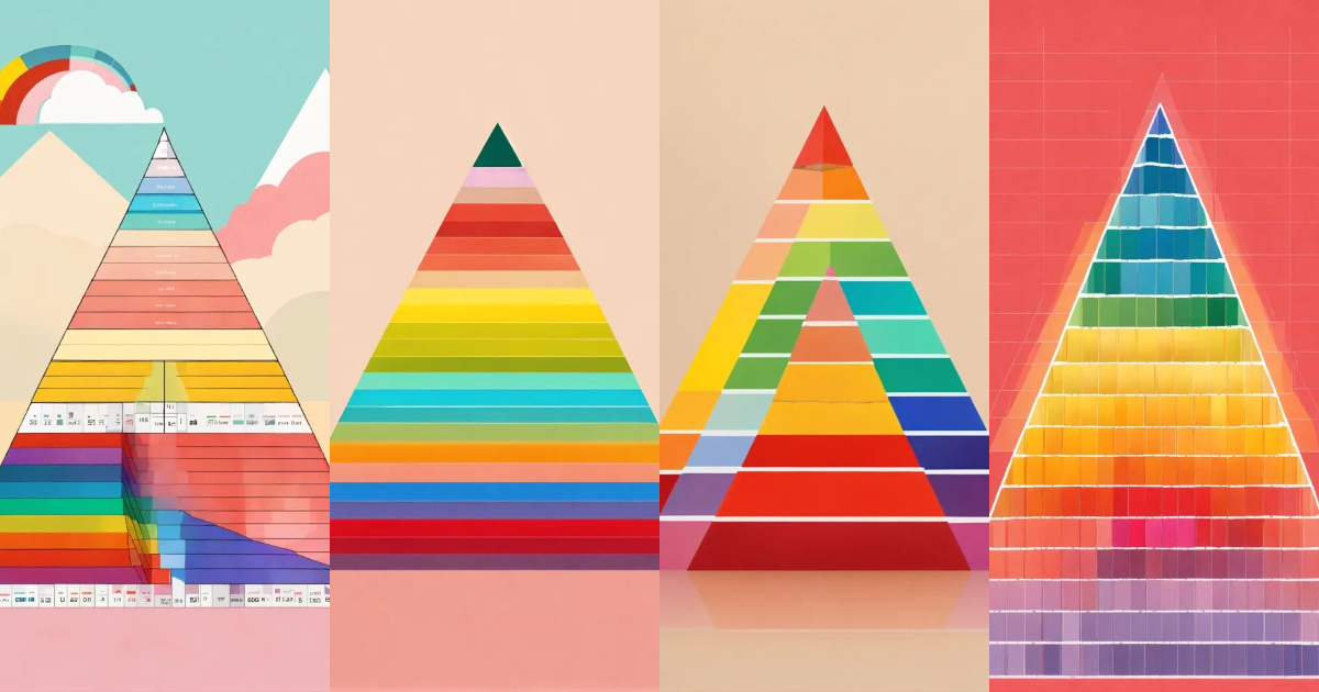 Lexica - A pencil illustration of a pyramid graph, split in 5 rows ...