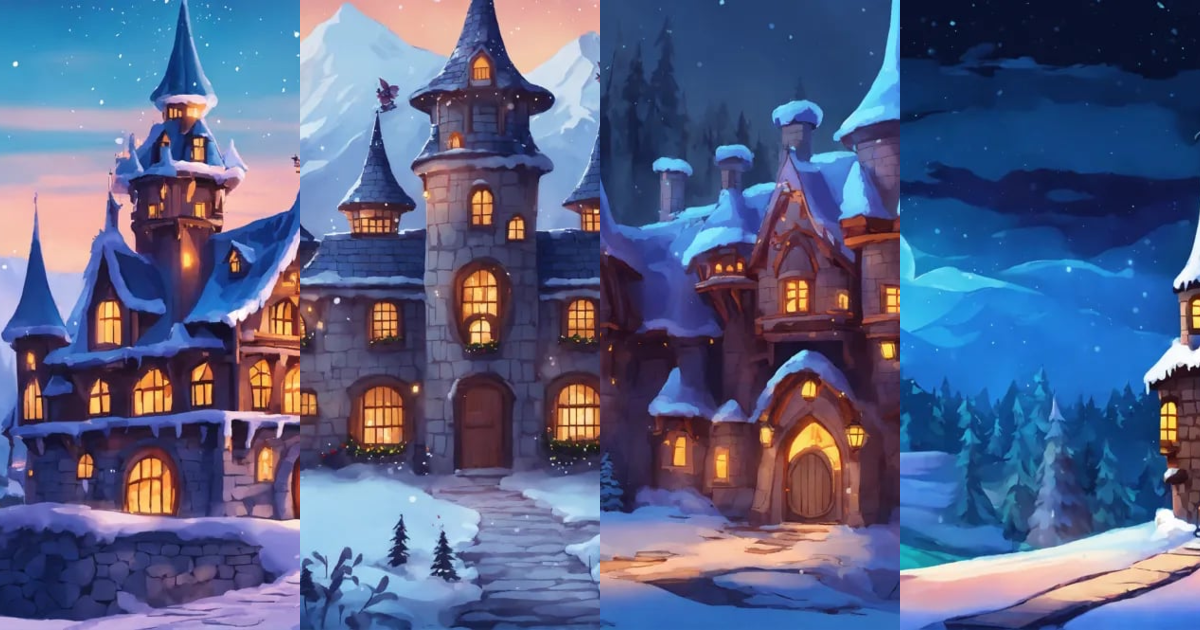 Lexica - Cartoon fairy taie style image castle of witch with dark ...
