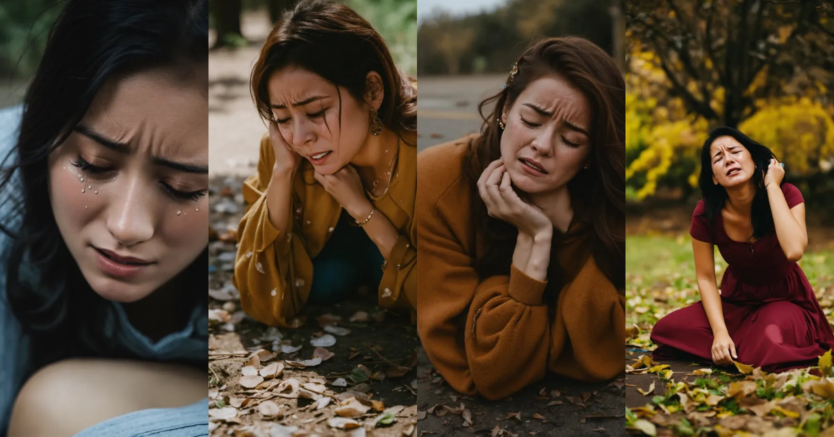 Lexica - A woman crying on the ground