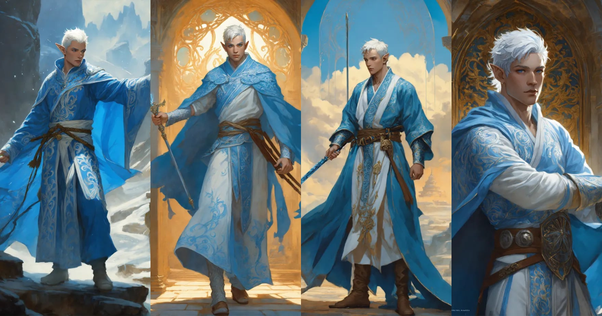 Lexica - Male elf, ice blue skin color , white white short hair ...