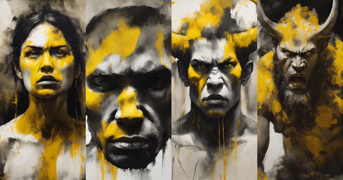 Lexica - Cave paintings personification of anger, realistic portraits ...