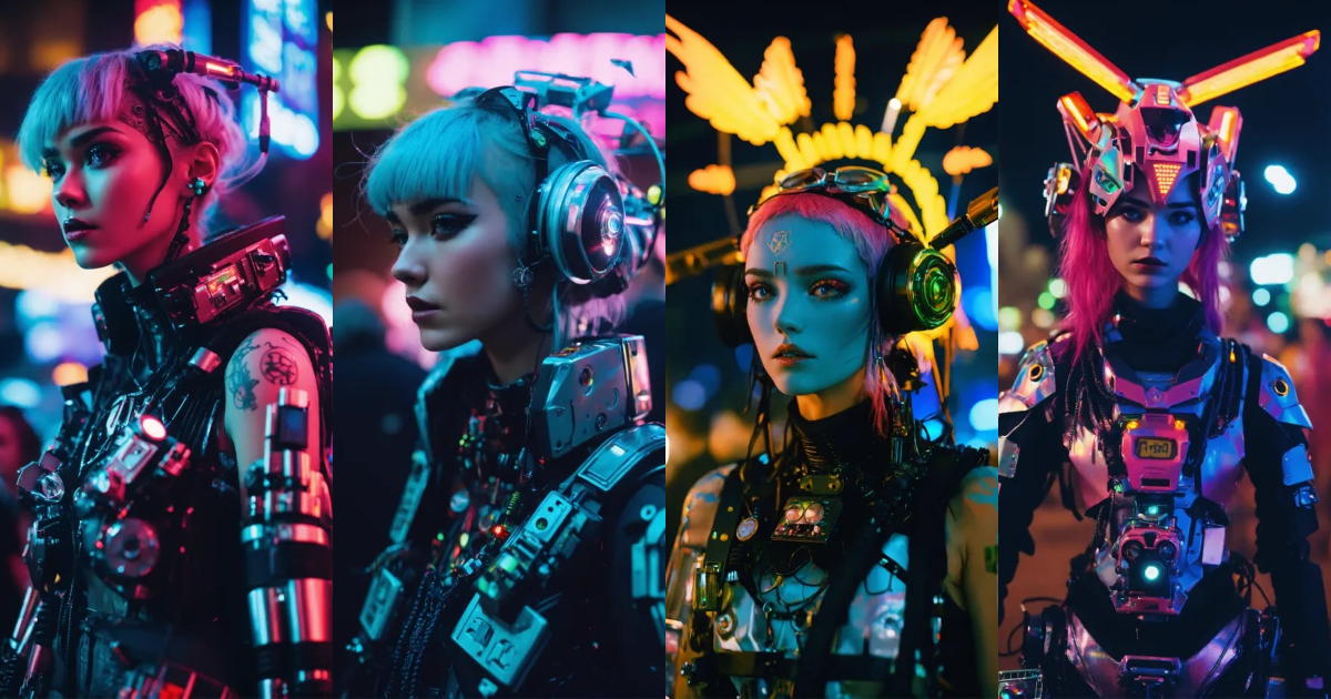 Lexica - Photorealistic 3D portrait Grimes Alien Mech Angels in Punk ...