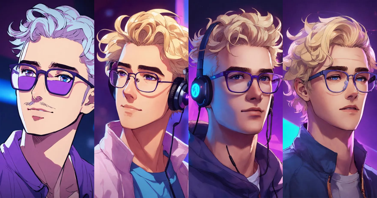 Lexica - A male gaming streamer, blonde hair, clean shaved, short wavy ...