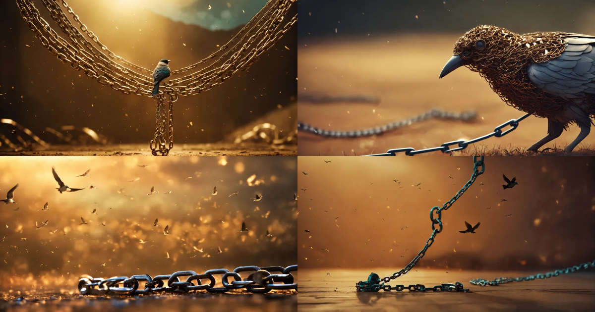 Lexica - Chains That Transform Into Birds - Charge Concept, 3D ...
