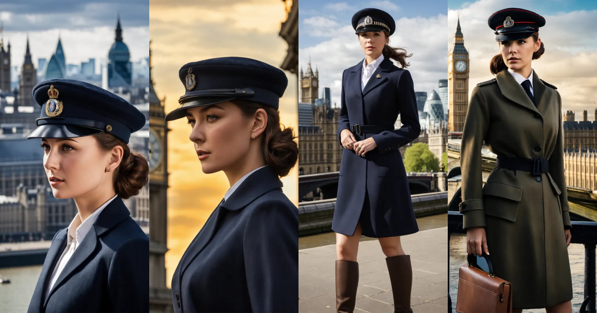 Lexica - Female MI6 agent, peaked cap, London backdrop