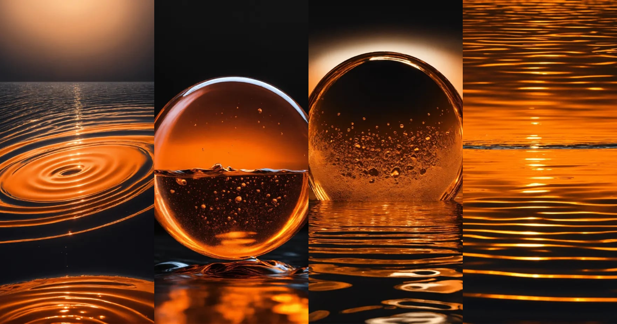 Lexica - Hyper realistic opaque orange circular metallic frozen water ...