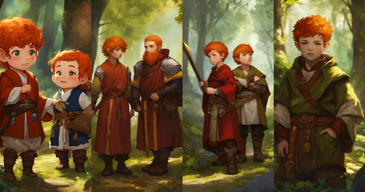Lexica - Red headed halfling monk and cleric in monk robes in a forest
