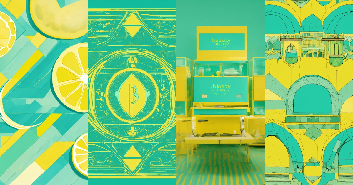 Lexica - Logo in Aqua, lemon yellow, and mint green , bossy,