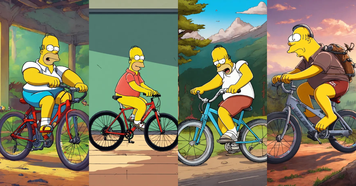 Lexica - Humoristic Homer Simpson mixed wild boar doing bike, amazing ...