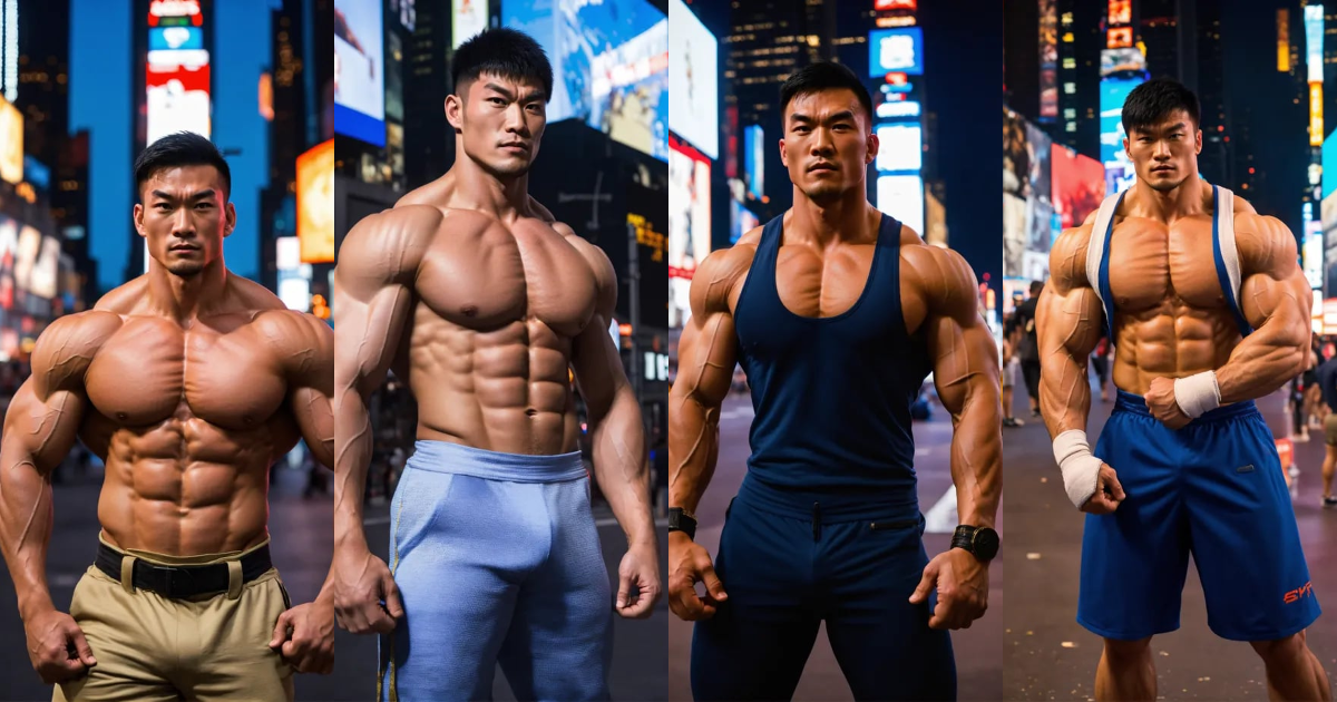 Lexica - 30-year-old man with big muscles, Fei Long from Street Fighter ...