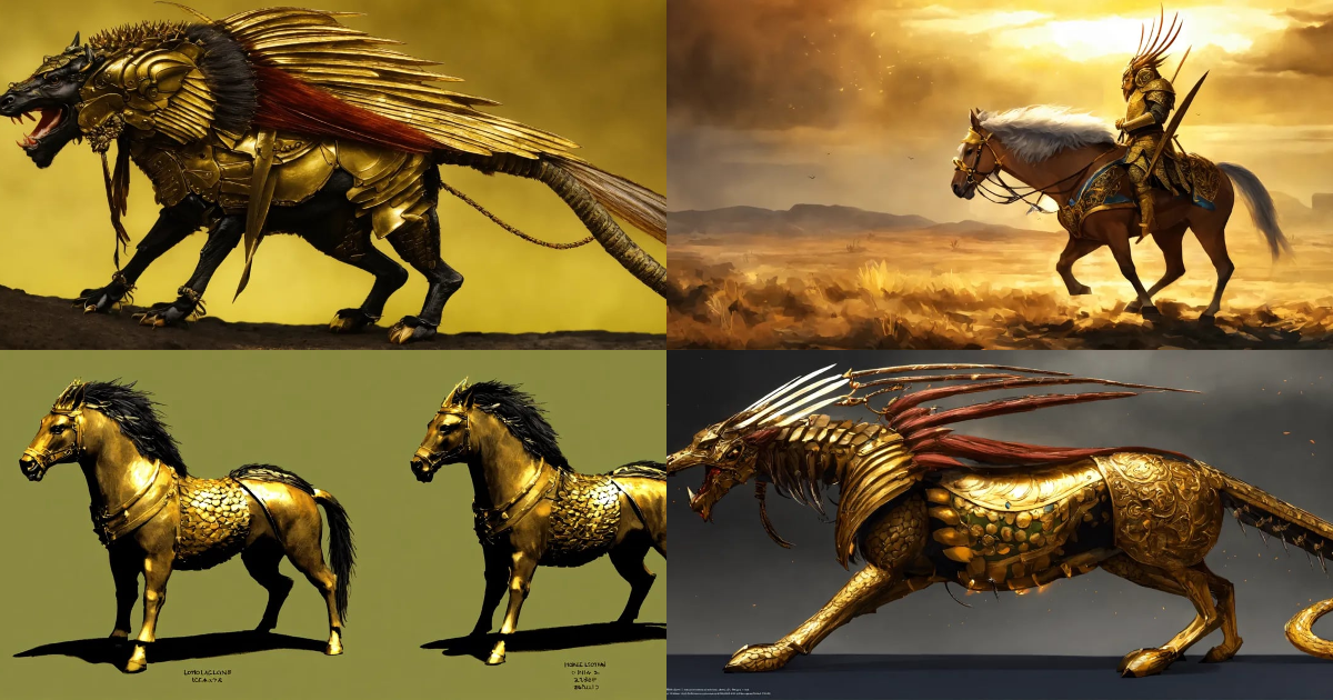 Lexica - Draw a locust in the shape of a horse prepared for battle. On ...