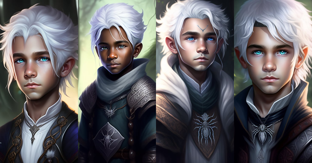 Lexica - Dnd character art, Young Drow druid boy, spider themed ...