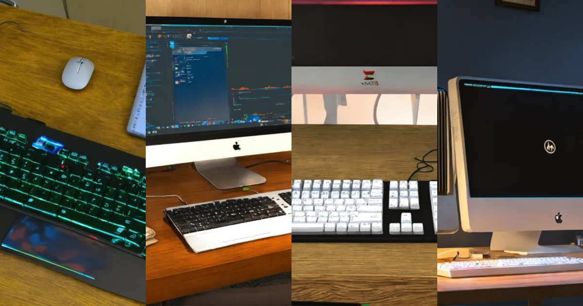 Lexica - Workspace with a computer, keyboard, mouse, and notepad