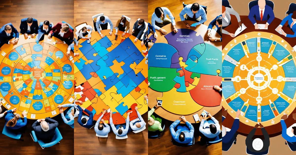 Lexica - "Portray Captain Planner at the center of a large circular ...