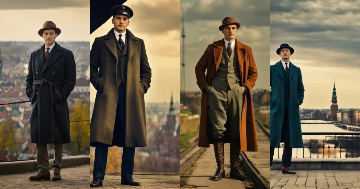Lexica - Full height retro man, Retro warszawa 1920-1930, man, on top ...
