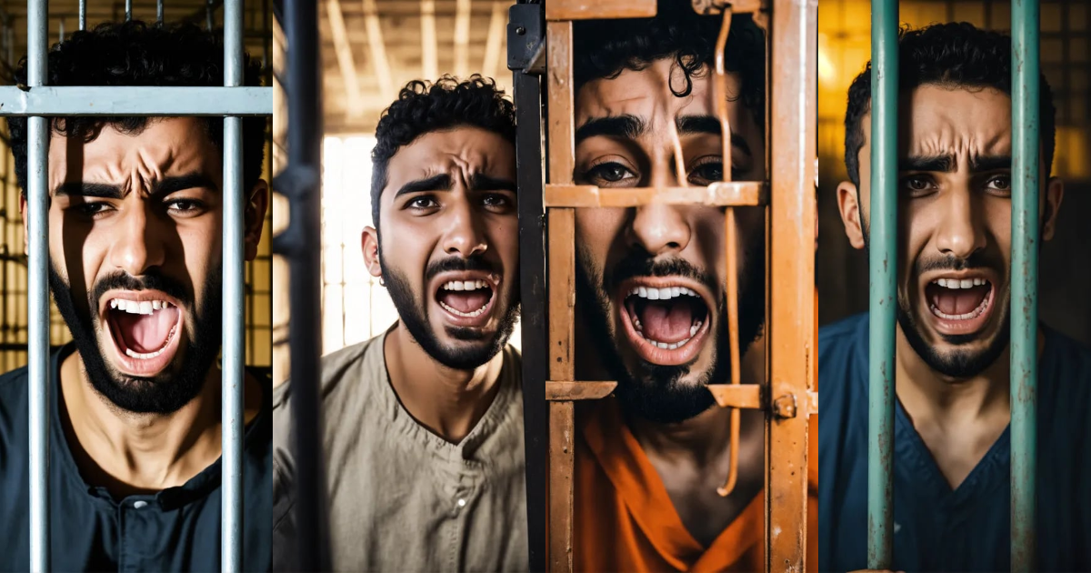 Lexica - Sad screaming young arabic man in prison