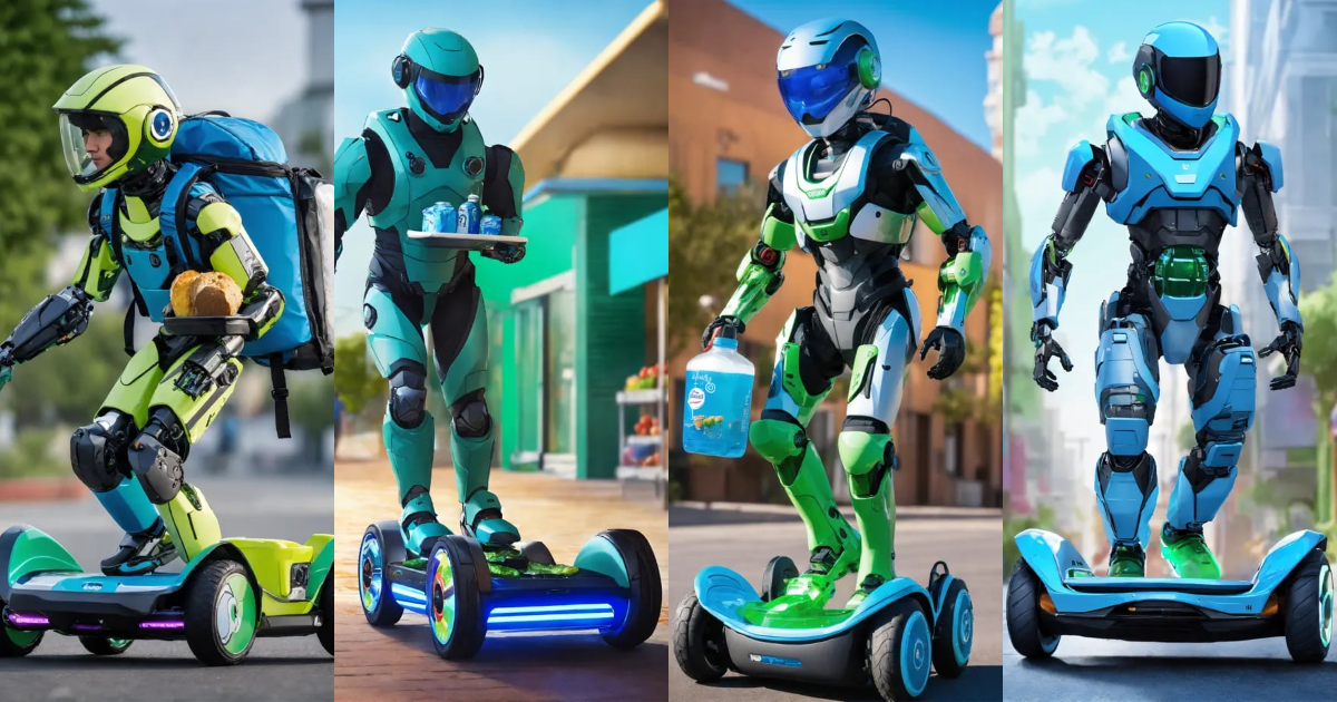 Lexica - A passionate male robot runs fast on hoverboard, realistic man ...