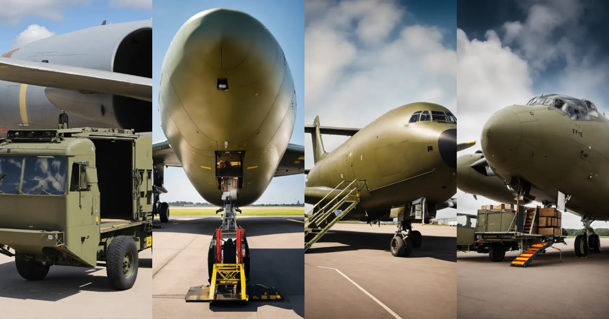 Lexica - English Modern military cargo plane with rear loading ramp