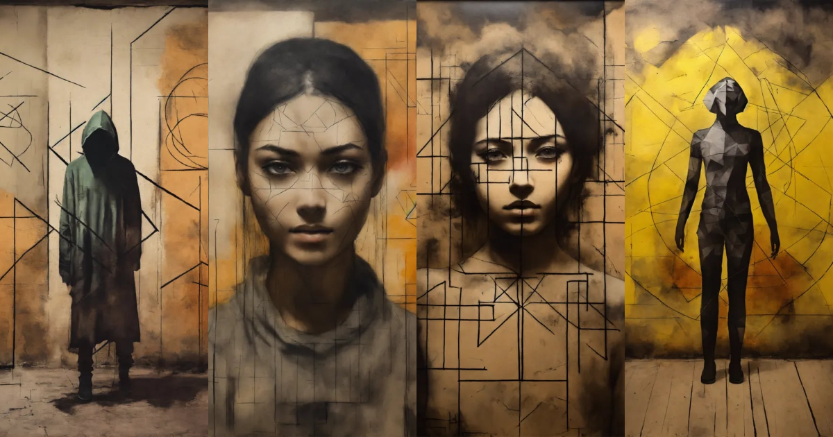 Lexica - Create the outline of personification of fear, painted with a ...