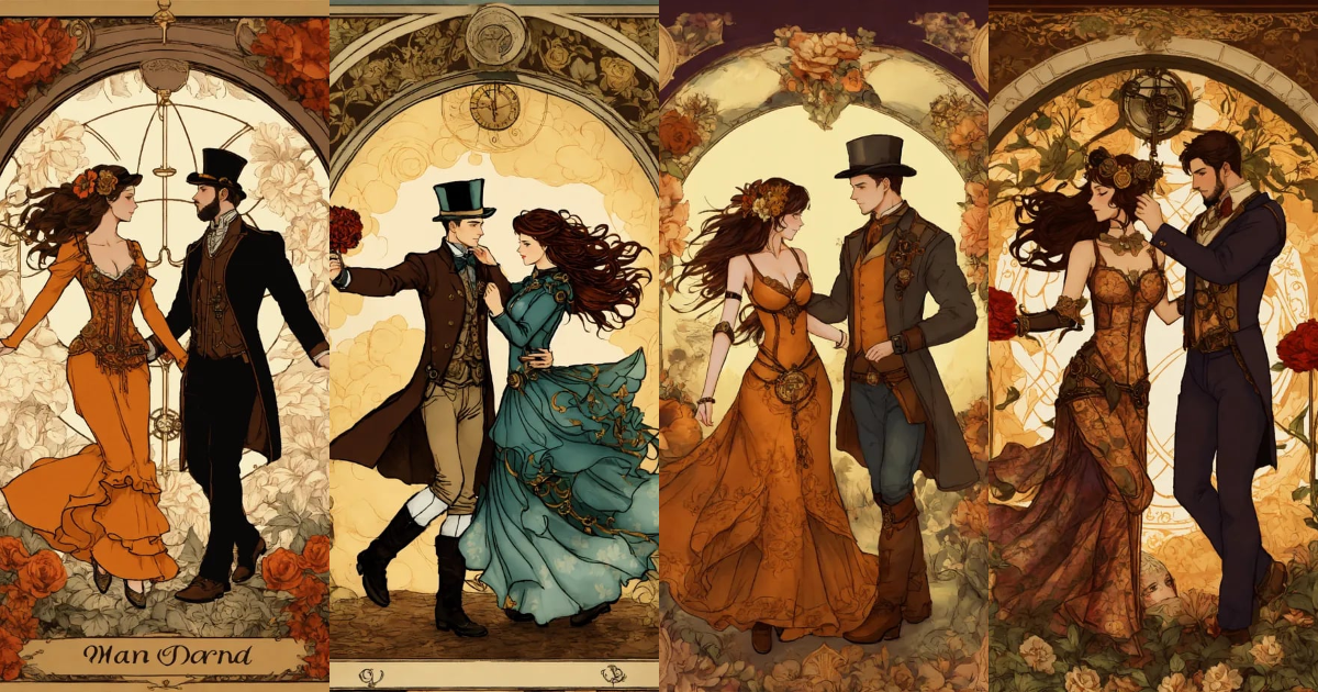 Lexica - Tarot card, man and woman dancing beneath a floral arch ...