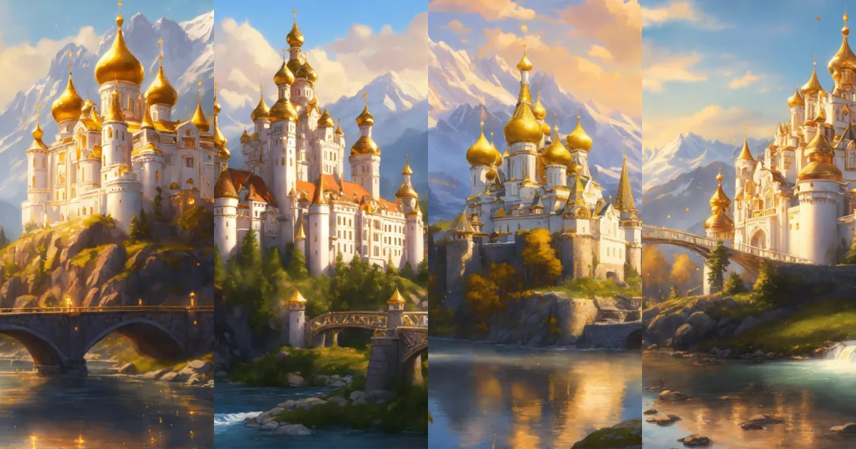 Lexica - Flowers, close-up white and gold Russian castle with pointed ...