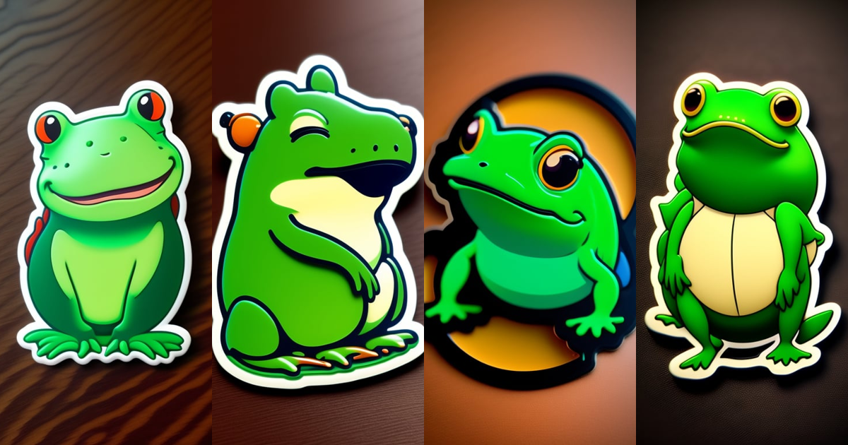 Lexica - A die cut sticker of a sleeping cartoon frog with eyes ...