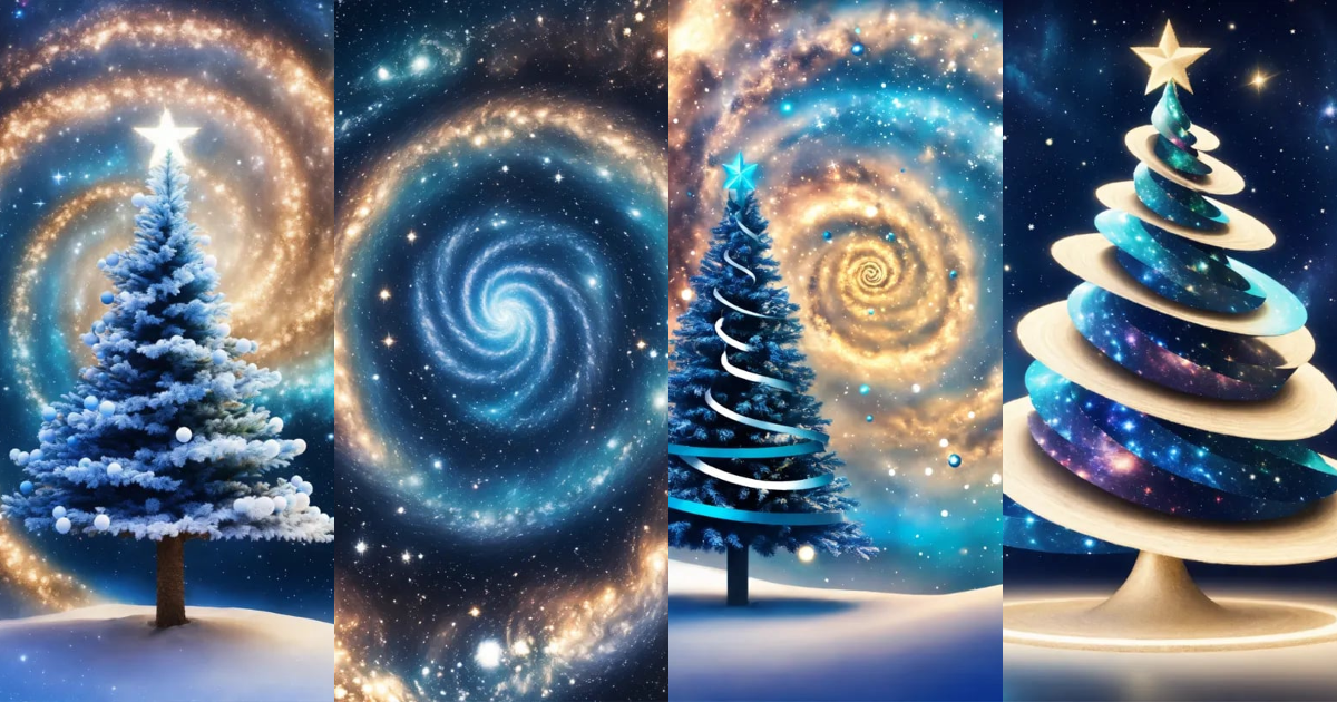 Lexica - Christmas tree , spiral, universe,galaxy, stars, white ...