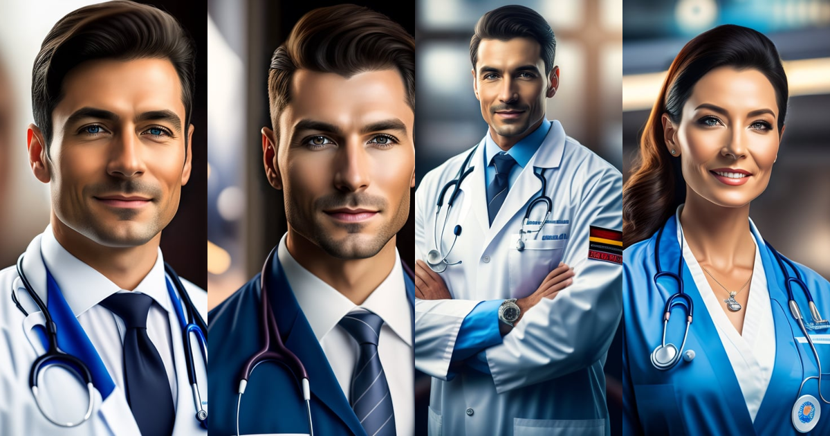 Lexica - Photo of a realistic experienced German doctor wearing a ...