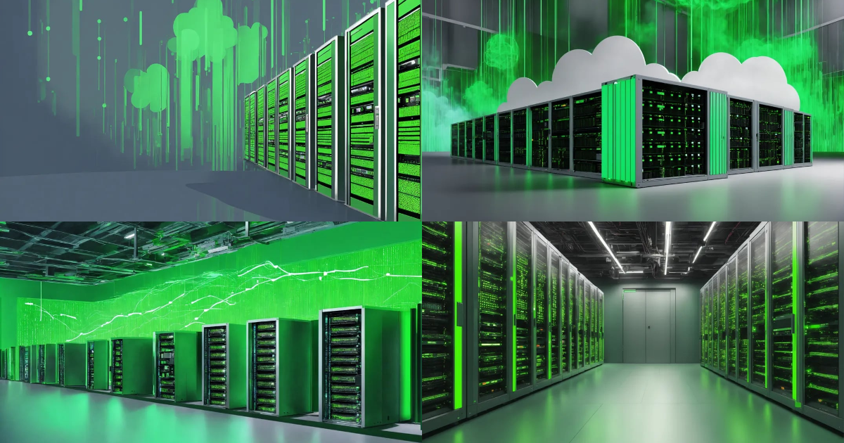 Lexica - IT pop style 2D poster datacenter network servers loading ...