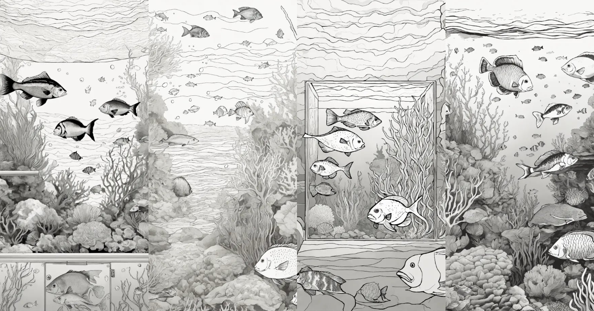 Lexica - Highly detailed vector image rectangle ocean swimming fish ...