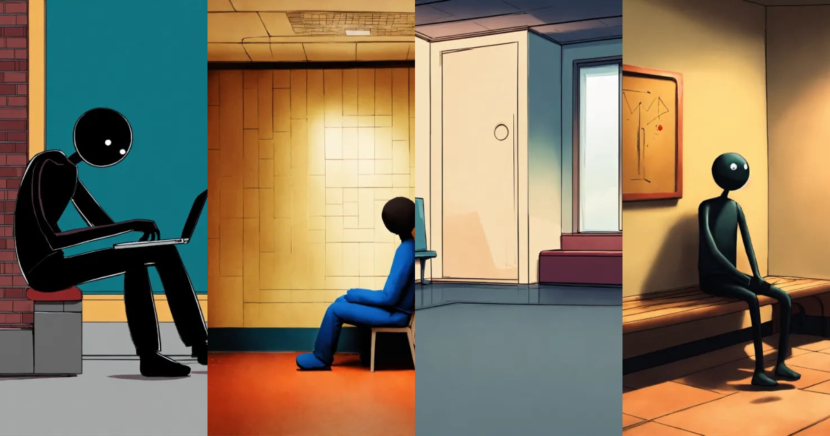 Lexica - Stickman sitting in a corner