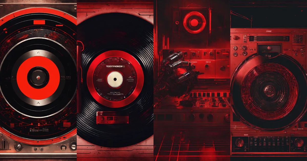 Lexica - Nostalgic album art techno music black and red tone with metal ...