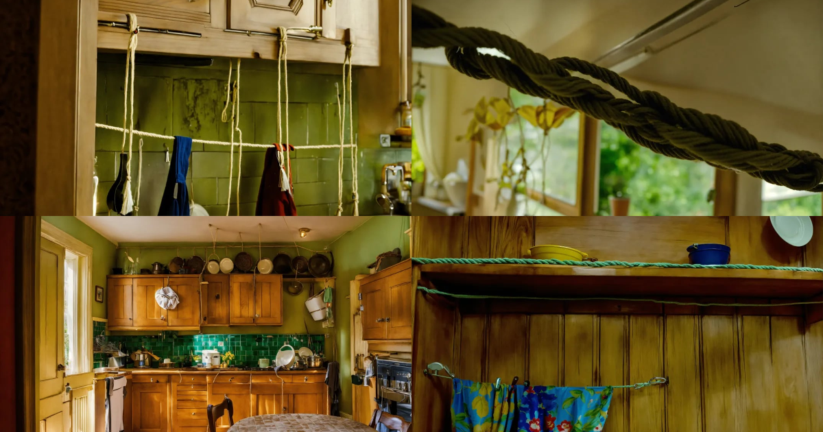 Lexica - Loose clothesline ropes in the kitchen of a typical old ...