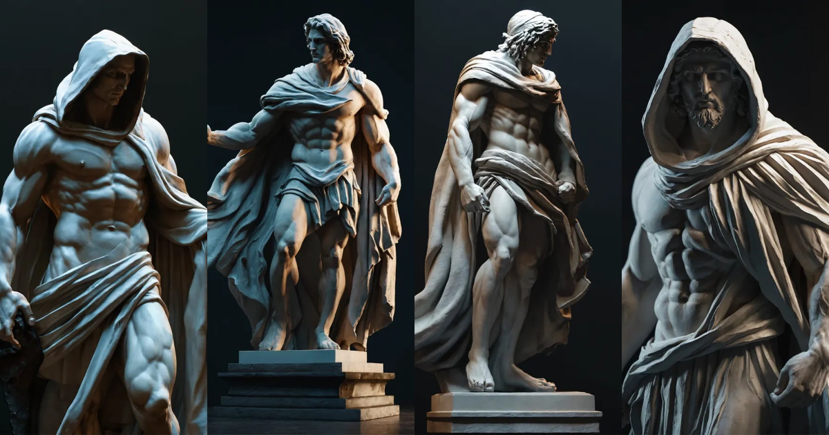 Lexica - Simple muscular greek god statue with middelparting hair with ...