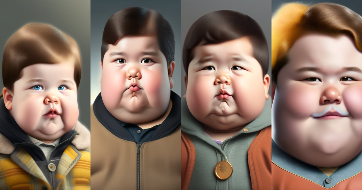 Lexica - A boy with a fat face, how was he with very fat people