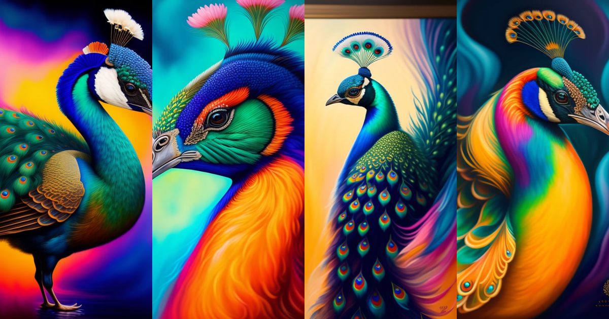 Lexica - Peacock full color painting