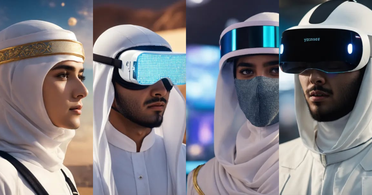 Lexica - Young Saudi youth, future, metaverse head gear, dream, modern ...
