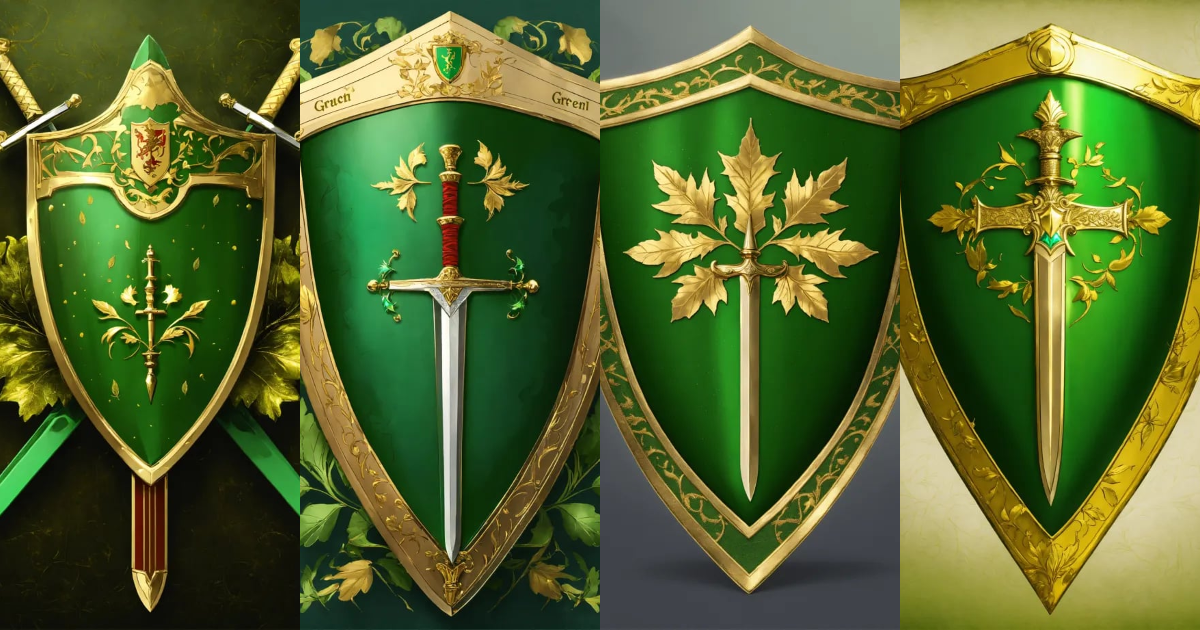 Lexica - A simple green shield with gold leaves on it with heraldry a ...