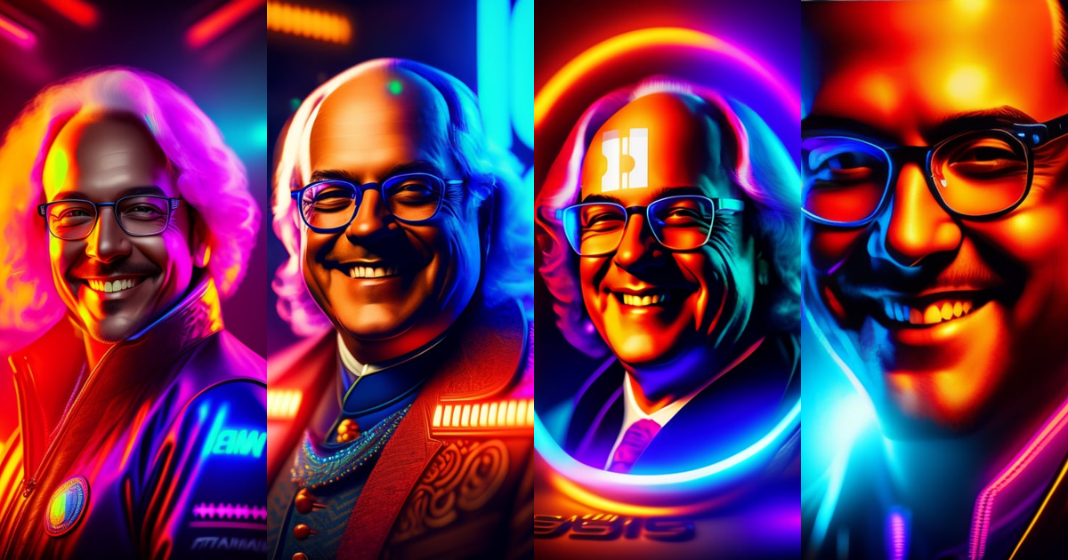 Lexica - Picture of smiling Benjamin Franklin as crypto traider, Imax ...