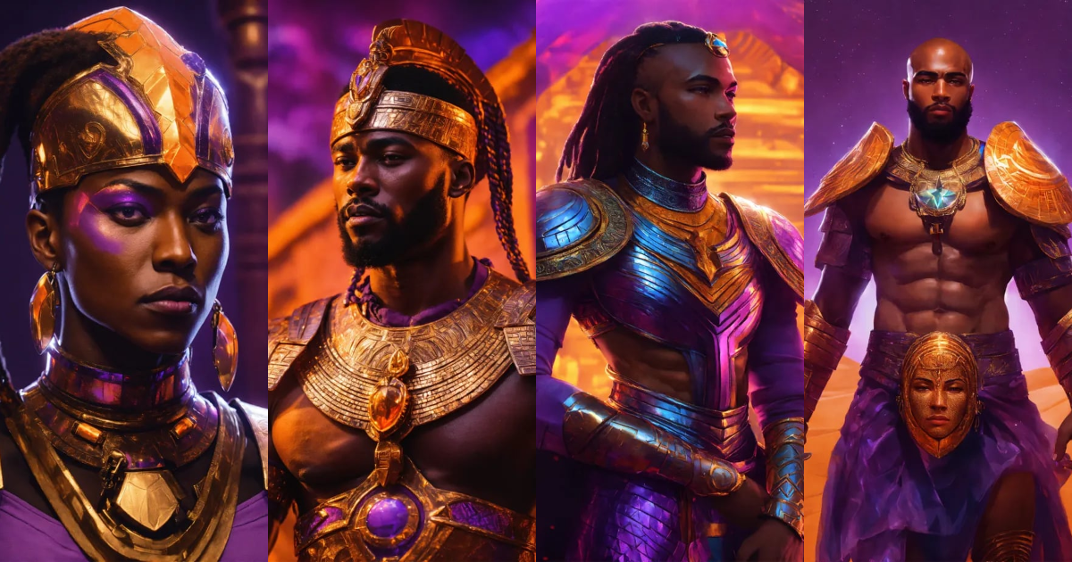 Lexica - An orange African female hologram in the palm of an extremely ...