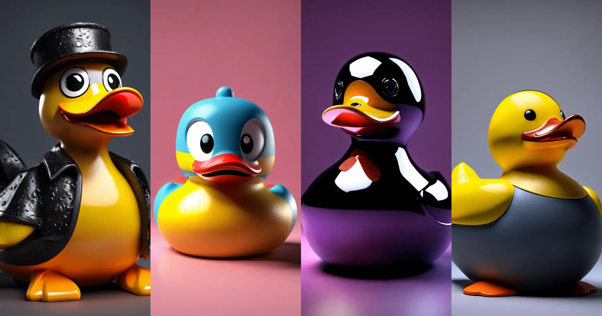 Lexica - Emo rubber duck, 3d render