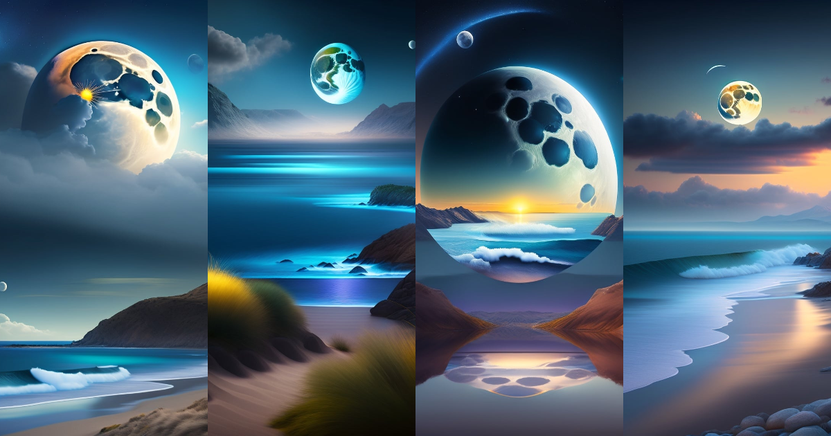 Lexica - The Moon over a coastline, during summer time, Abstract Art ...