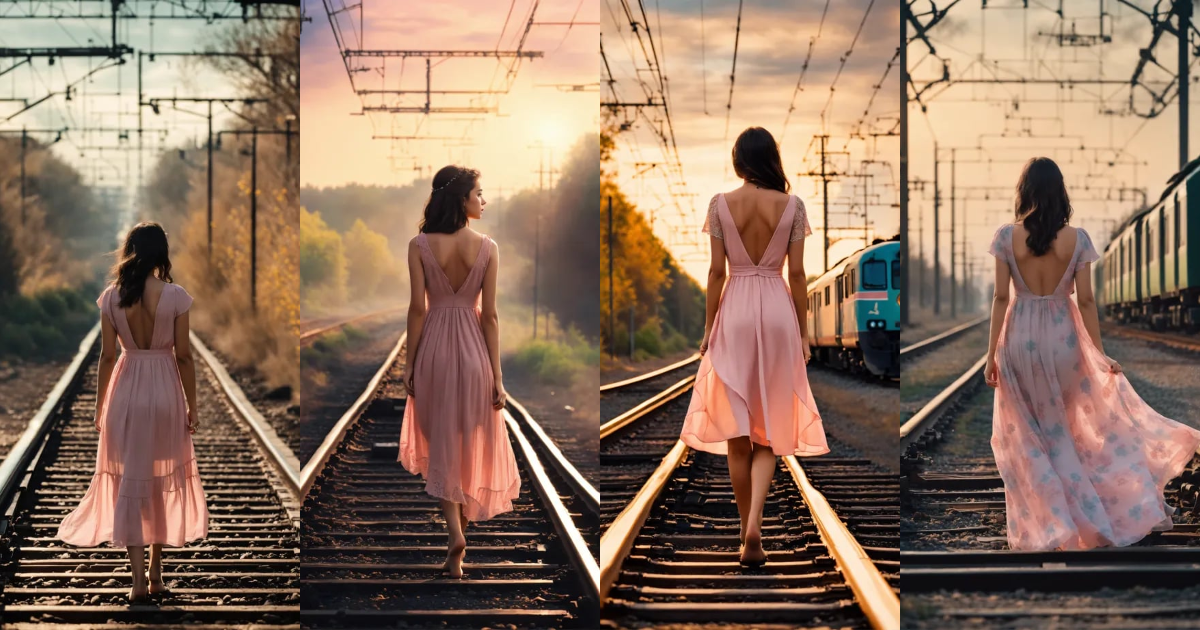 Lexica - A beautiful poster of a drama movie. On the railway tracks ...